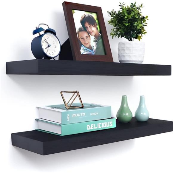 Wall Decor | Rustic Floating Shelves Black 8 Inch Deep Shelves For Wall ...